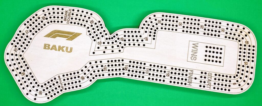 Baku F1 4 player cribbage board - VI Woodcraft