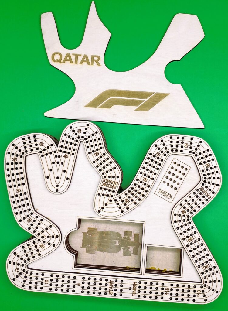 Qatar F1 4 player cribbage board - VI Woodcraft