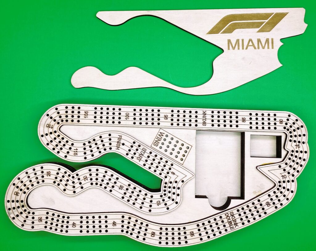 Miami F1 4 player cribbage board - VI Woodcraft