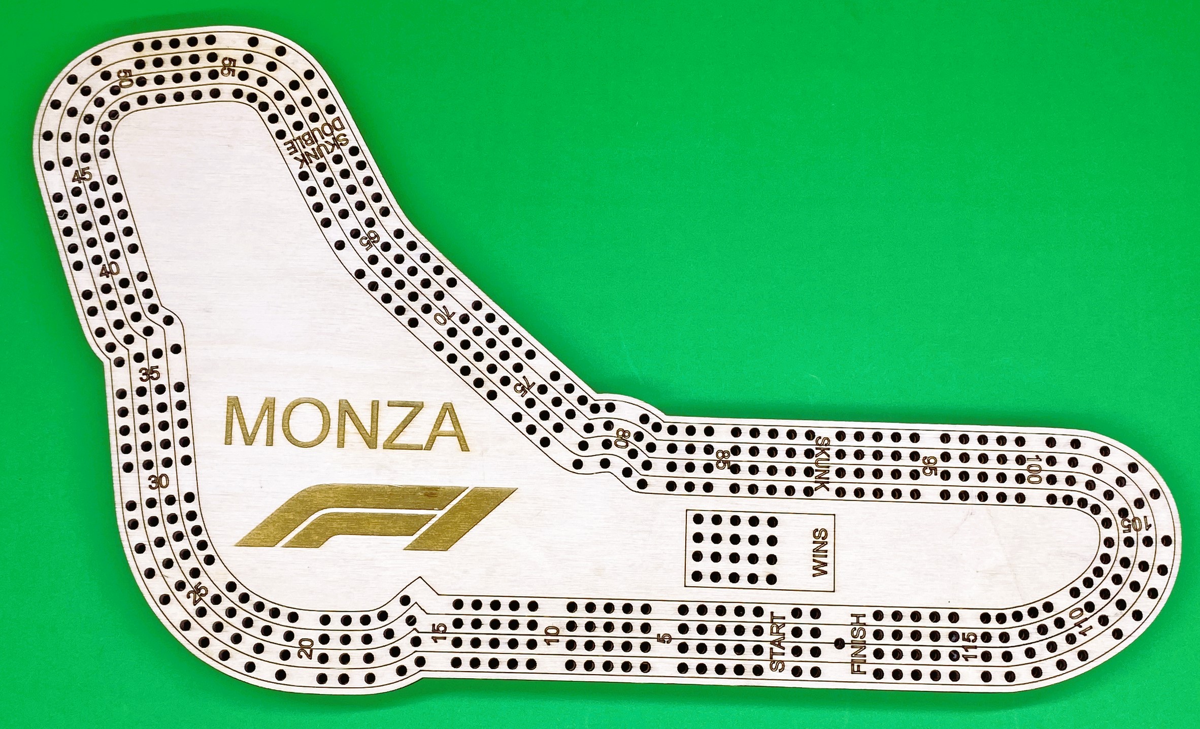 Monza F1 4 player cribbage board - VI Woodcraft
