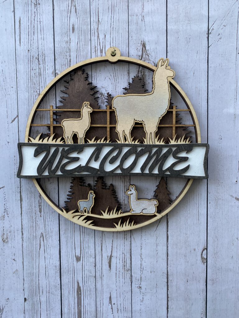 4 Llamas Welcome Sign - VI Woodcraft